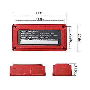 IZTOSS 300A Bus Bar 5/16" Heavy Duty Module Design BusBar Box Power Distribution Block 48V 4X M8 Terminal Studs Battery Junction Block for Battery Marine RV Truck (Red)