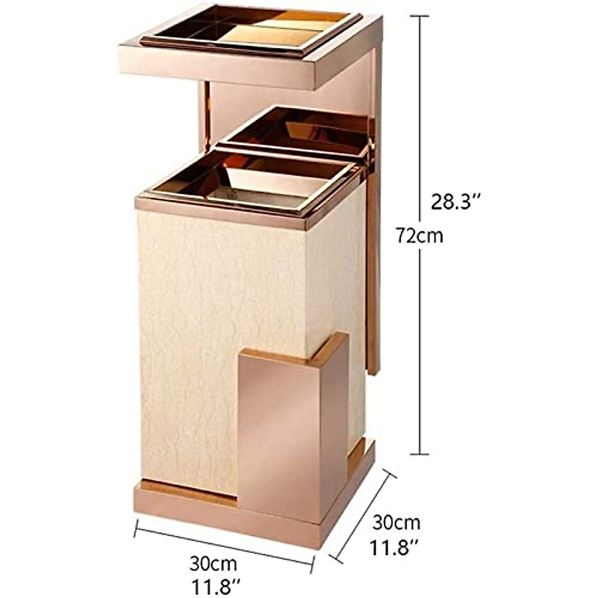 Trash Bin Trash Can Wastebasket Ashtray Garbage Bin 12L Luxury Stainless Steel Trash Can Marble Waste Bin With Ashtray Hotel Lobby Vertical Outdoor Large Garbage Bin Garbage Can Waste Bin ( Color : On