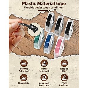 Phomemo E975 Embossing Label Maker Machine with Tapes, Retro Portable Embossed Label Printer Writer, Embosser Label Printer with 6 Rolls Embossing Tapes for Office Home Organization and DIY -Black