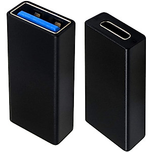 Duttek USB C to USB 3.0 Adapter, USB to USB C Adapter, USB 3.0 Female to USB C Female Adapter Connector Compatible with Google Pixel, Huawei etc 2 Pack (Black)