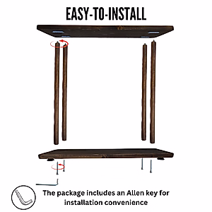 GENESIS WOODESIGN Rectangular Solid Wood Narrow Side Table, Skinny Bedside Table, Small End Table (Chestnut, X-Large)