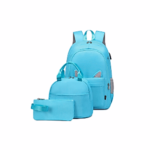 Wadirum Cute School Backpack Set for Teen Girls Fashion School Bookbag Set Blue
