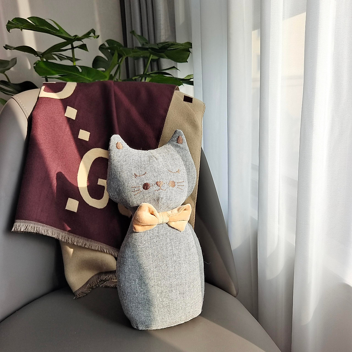 Interior Door Stopper Fabric Doorstops Decorative Cat (Simple Bow cat)