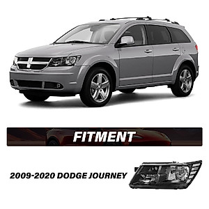 Bingbingmotor BRYGHT Headlight Assembly Fit for 09-20 Dodge Journey Passenger and Driver Side Halogen Replacement OE Headlamp Black Housing with Clear Reflector