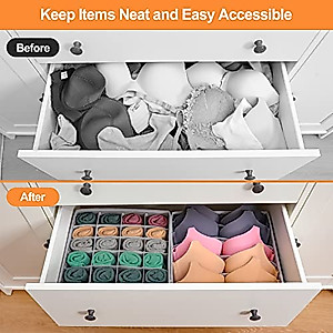 GOGOODA 4 Pcs Underwear Drawer Organizers Divider, Closet Socks Organizer and Storage Boxes for Lingerie, Bra, Undies