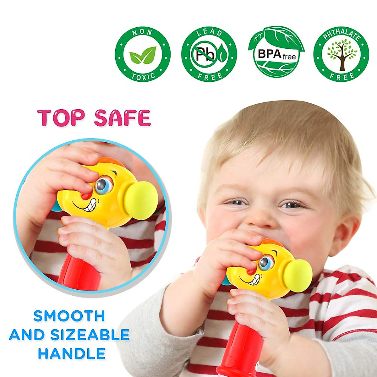 VATOS Musical Light Hammer Toy for Babies 12-18 Months - Infant Hammer with Sounds and Lights for 1 Year Olds