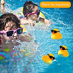 LUTER Rubber Bath Duck Toys, 16 Pcs Rubber Ducks Sunglasses Ducky Float and Squeak Bath Ducky Toy Cute Bath Ducks Toys for Baby Shower Birthday Party Supplies