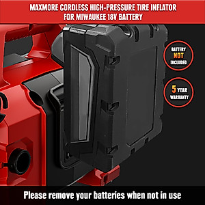 Cordless Tire Inflator for Milwaukee 18V Battery, 160 PSI High Pressure Portable Air Compressor with Digital Gauge, Auto Shut Off, LED Light For Balls, Tires, Swim Toys (Tool Only)
