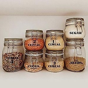 LUTER 132 Pcs Food Pantry Label Stickers and 32 Pcs Blank Labels, Waterproof Removable Kitchen Labels Decals for Pantry Cabinet Organization Storage