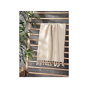 Toweach Turkish Hand Towel Set Bathroom (18 x 40) Farmhouse Decorative Kitchen Hand Towel, 100% Turkish Cotton, Sandproof, Quick Dry Boho Towels (Beige, 4)