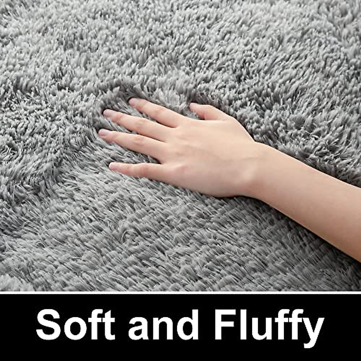 Quenlife Soft Bedroom Rug, Plush Shaggy Carpet Rug for Living Room, Fluffy Area Rug for Kids Grils Room Nursery Home Decor Fuzzy Rugs with Anti-Slip Bottom, 4 x 6ft, Grey