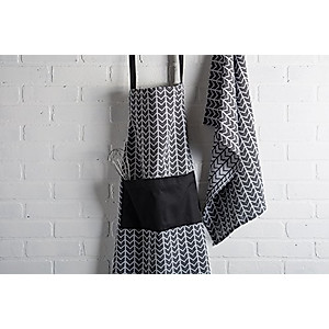 DII Herringbone Kitchen Collection, Dishtowel Set, 18x28, Black & White, 3 Piece