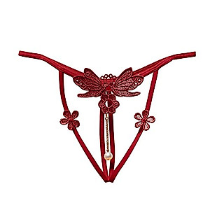 Underwear Women Thongs for Women Sexy Slutty Low Waist Floral Lace Stretch T-Back Tangas Breathable See Through Cheeky Hipster Underwear Womens Underwear Wine