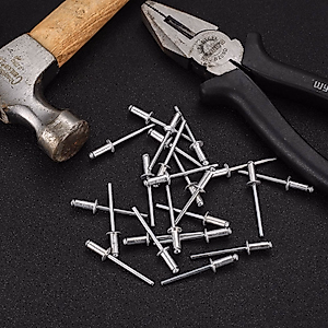 120 Pcs Aluminum Blind Rivets, Assorted Flange Blind Rivets Aluminium, M3.2/M4/M5 Head Rivets for Metal, Wood, Plastic
