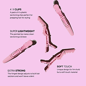 Mermade Hair Grip Clips - Hair Clips for Styling, Alligator Clips for Hair Sectioning, Professional Salon Quality Styling Clips - Signature Pink Clips (Pack of 4)