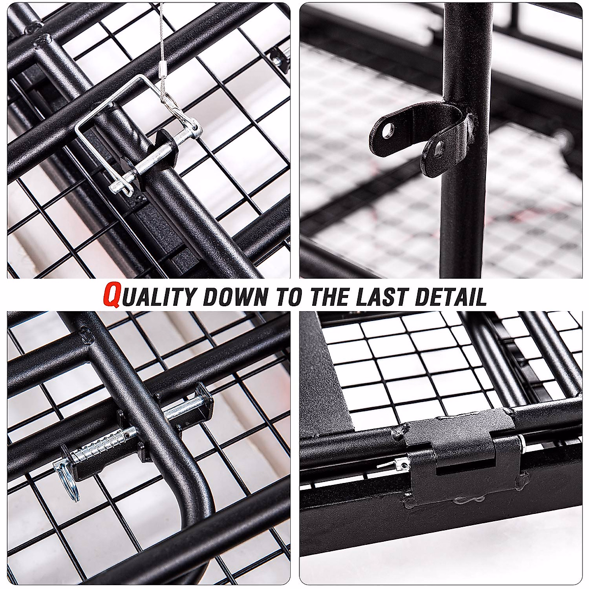 Hitch Mount Basket Foldable Storage Steel Cargo Carrier Rack, Fits 2 Trailer Mounted Hitches- USPTO Patent Pending
