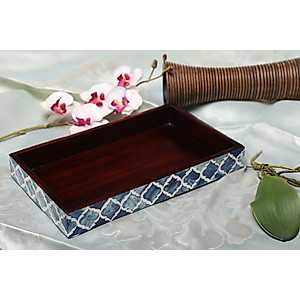 Handicrafts Home Handmade Moroccan Pattern 10x6 Towel Tray - Small Bathroom Tray, Guest Towel Holder, Decorative Napkin Holder, Bathroom Countertop Storage, Kitchen Hand Towel Holder Moroccan Blue