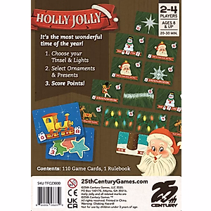 Holly Jolly , Christmas Themed Family Card Game , Collect Presents Ornaments & Stockings - 25th Century Games