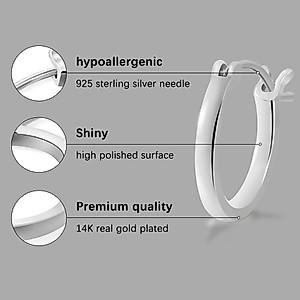 Gacimy Sterling Silver Hoop Earrings for Women, 14K White Gold Plated Hoops with 925 Sterling Silver Post, 20mm White Gold and Cubic Zirconia Medium Hoop Earrings for Women