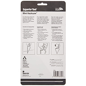 Superior Tool 37700 Mini Hacksaw-Hacksaw with 6 Inch Steel Blade 32 Teeth per Inch,Red