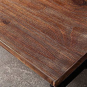 LOKKHAN Rectangular Dining Table for 4, (47.3" L x 41.3" H x 23.6" W), Heavy Duty Metal Pipe, Solid Wood Desktop, Home Kitchen Bar Office Cafe Pub, Rustic Industrial, Black & Brown