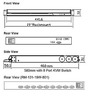 Crystal Image Technologies - Rackmount Console - 1U 19" Rackmount Monitor, 1440 X 900 Resolution, VGA + HDMI Input (Part#RM-111-19WH) includes 3 Year Warranty