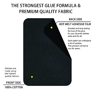 Guokuai Premium Quality Fabric Repair Patches Iron-on Patches for Clothing Inside & Outside Strongest Glue Cotton 3" by 4-1/4" (7.5 cm x 10.5 cm)… (6PCS-Black)