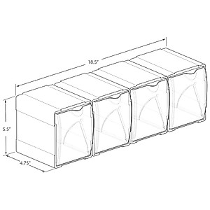 Azar Displays 300360-4PK Stackable Tilt Bin Counter Organizers, White (4-Pack)