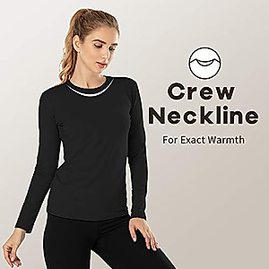 MANCYFIT Womens Thermal Tops Fleece Lined Shirt Long Sleeve Base Layer Black Medium