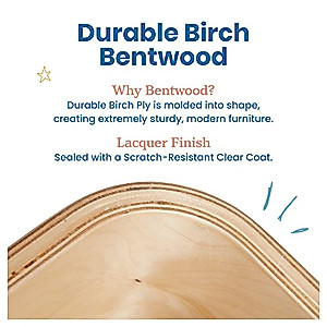 ECR4Kids Bentwood Round Table and Stool Set, Children's Furniture, Natural, 5-Piece