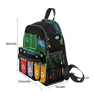 FCZ Kids School Bag Girls Boys Preschool Toddler Backpack for Boy Girl Lightweight Shoulder Book Bag for Kids Perfect Back Pack for Toddler to Kindergarten Garbage Truck Trash