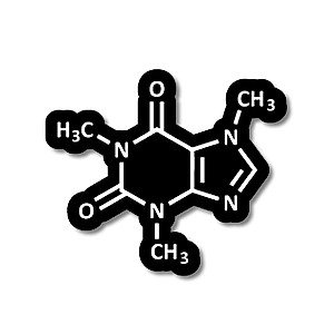 Caffeine Molecule Coffee Lovers Love Funny Joke Car Truck Window Bumper Laptop Cup Cooler Vinyl Sticker Decal - 5" Inches
