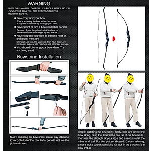Tongtu Recurve Bow Right and Left Handed,Takedown Bow and Arrows for Adult & Youth Beginner 30lb 40lb Traditional Archery Bows Set with 6pcs Arrows