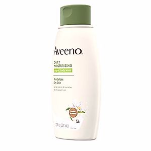 Aveeno Daily Moisturizing Yogurt Body Wash for Dry Skin with Soothing Oat & Vanilla Scent, Gentle Body Cleanser, 12 fl. oz