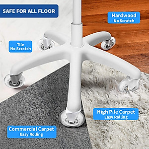 Office Chair Wheels Replacement,(Set of 5) 3'' Rollerblade Wheels Smooth Rolling Heavy Duty Casters Safe for All Floors Including Hardwood - Universal Stem 7/16 Inch, White