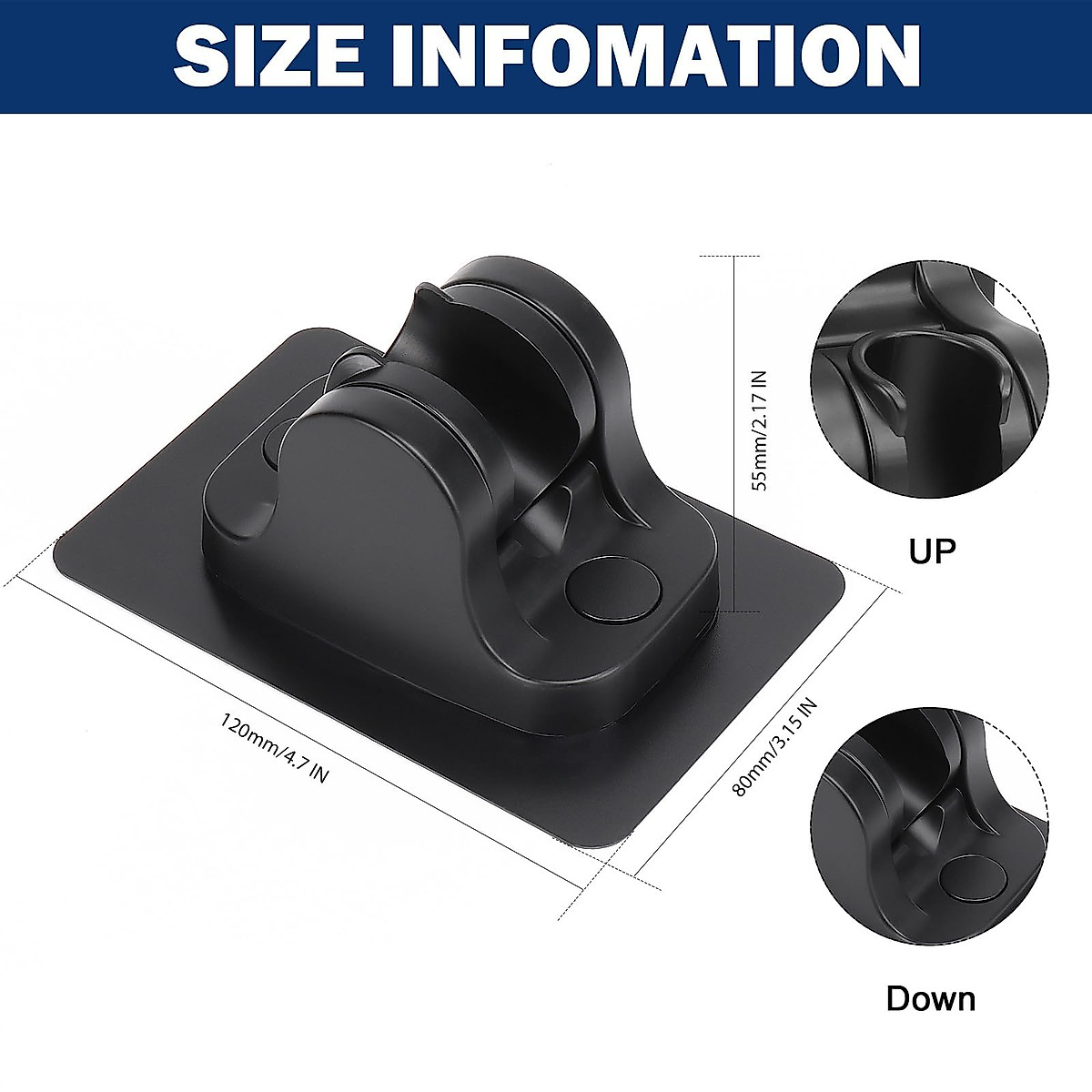 NearMoon Self Adhesive Shower Head Holder-Adjustable Handheld Shower Holder NO Drilling Wall Mount Waterproof (1 Pack, Matte Black)