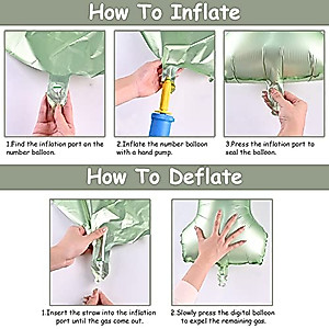 Sage Green Number 30 Balloons, 40 Inch Large Olive Green Foil Number 3 & 0 Balloons for Women, Self Inflating 30th Birthday Balloons for 30 Year Old Birthday Anniversary Party Decorations Supplies