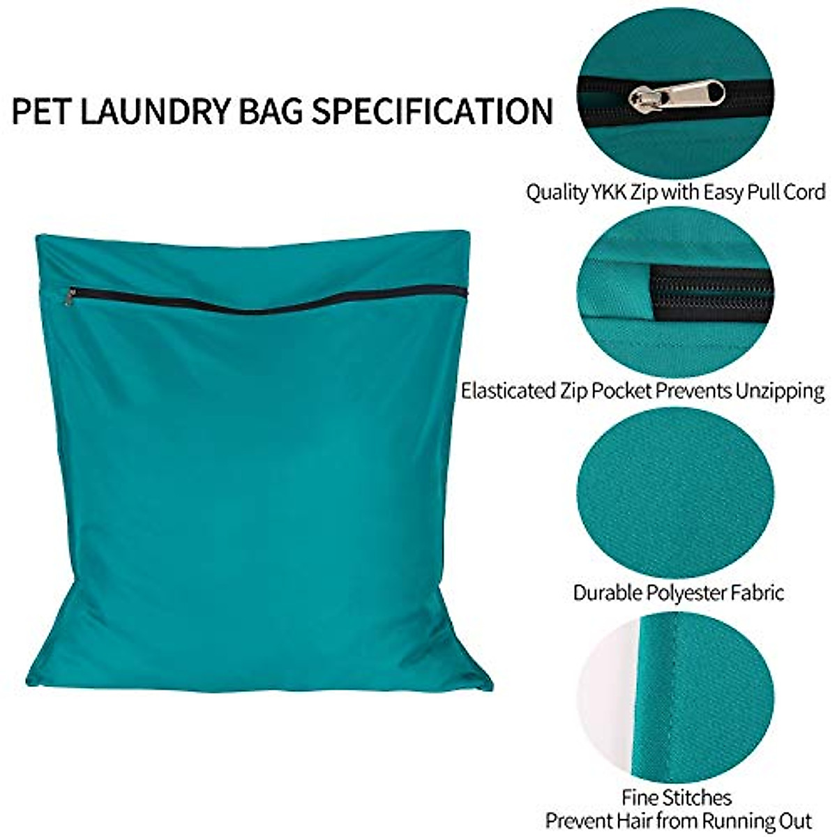 AUXSOUL 1 Pack Pet Laundry Bag, Stops Pet Hair Blocking The Washing Machine, Big Size Wash Bag Ideal for Dog Cat Horse, Hair Remover Safely, 25.8’’ 27.8’’ (65 X 70cm)(Lake Blue)
