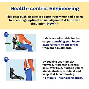 Lifted Lumbar: Doctor-Developed Adjustable Back Seat Cushion for Chairs, Couch, Driving - Lumbar Support Pillow for Office, Recliner - Ergonomic Pressure Relief and Enhanced Blood Flow