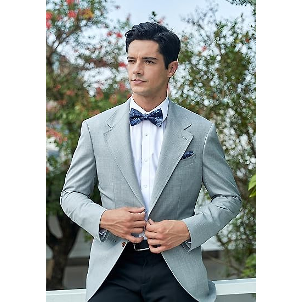 Bow Ties for Men Blue Pre-tied Black Paisley Bow Ties and Pocket Square Set Formal Men's Floral Classic Bowties for Wedding Party