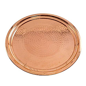Aruma Traditional Design Hammered Handmade Copper Serving Tray 14 Inch