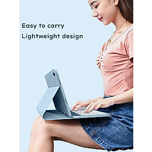 HENGHUI Keyboard Case for Galaxy Tab S6 Lite 10.4 inch Keyboard Case Cute Round Key Color Keyboard Wireless Detachable BT Keyboard Cover with S Pen Holder (Pink)