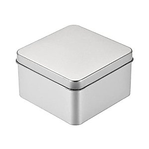 uxcell Metal Tin Box, 10pcs 3.66" x 3.66" x 2.17" Rectangular Empty Tinplate Containers with Lids, Silver Tone, for Home Organizer, Candles, Gifts, Car Keys, Crafts Storage