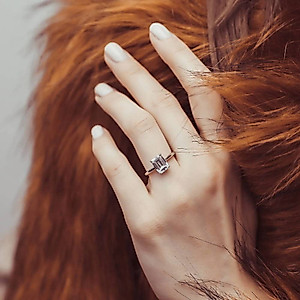 BERRICLE Sterling Silver Solitaire Wedding Engagement Rings 2.1 Carat Emerald Cut Cubic Zirconia CZ Ring for Women, Rhodium Plated Size 4.5