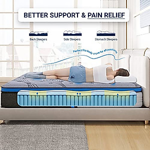 Avenco King Hybrid Mattress, 10 Inch King Size Mattress in a Box, Medium Firm Pocket Spring and Gel Memory Foam Mattress for Queen Bed, Max Loading 550LBS, CertiPUR-US, 100 Nights Trial