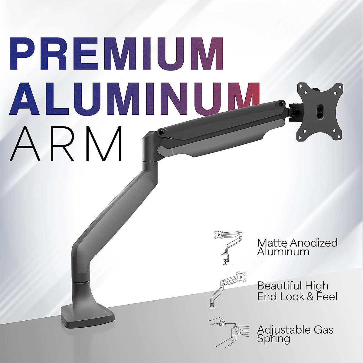 VIVO Premium Aluminum Height Adjustable Single Monitor Articulating Desk Mount Stand w/Gas Spring Arm Fits up to 32" Screen (STAND-V001Q)