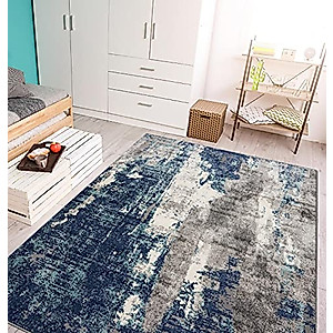 LUXE WEAVERS Euston Blue 5 x 7 Abstract Modern Area Rug