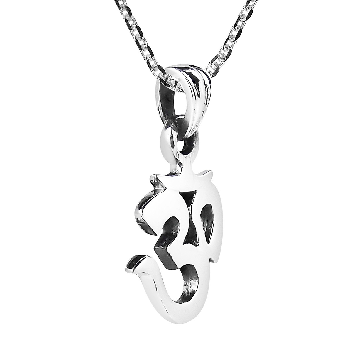 AeraVida Adorable Little Aum or Om Symbol .925 Sterling Silver Pendant Necklace | Sterling Silver Aum Pendant Necklaces | Silver Om Pendant Necklace for Women