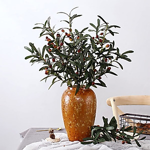 SzJias Olive Branches for Vases Artificial Olive Branches Faux Tree Branches Stems for Vase (3 Branches, 28.7 inch/Each)