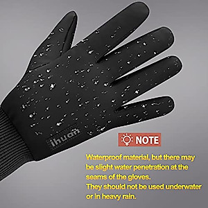 ihuan Winter Gloves for Men Women - Cold Weather Gloves for Running Cycling, Waterproof Snow Warm Gloves Touchscreen Finger (Black, Small)